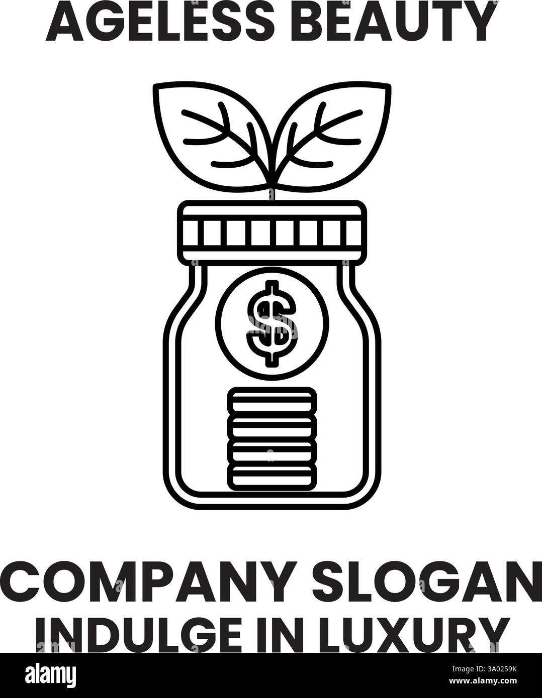 A bottle of money with a plant on top of it. The bottle is labeled ...