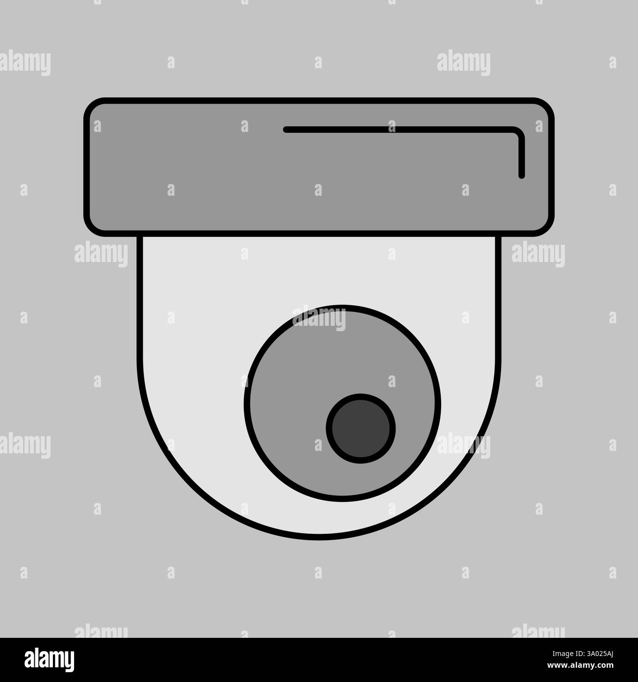 Dome camera vector grayscale icon. CCTV, security ceiling video round ...