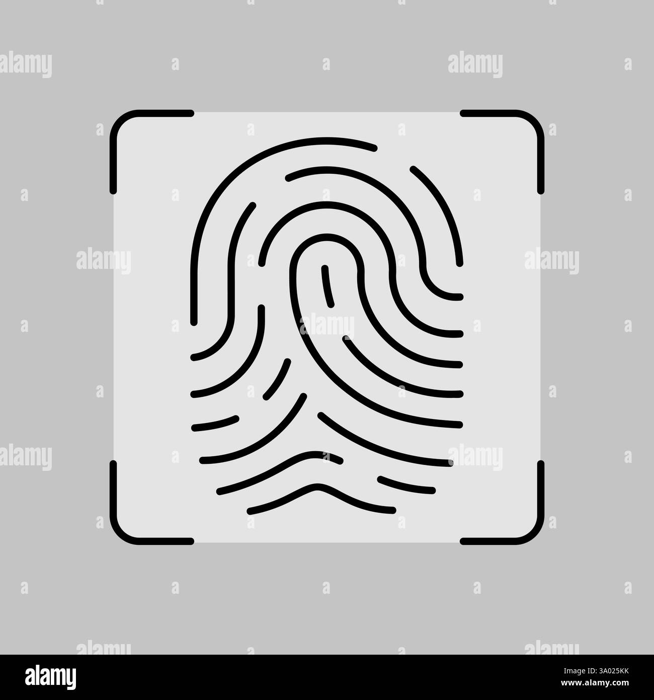 Finger scan vector grayscale icon. Fingerprint scanning technology concept. Identification ...