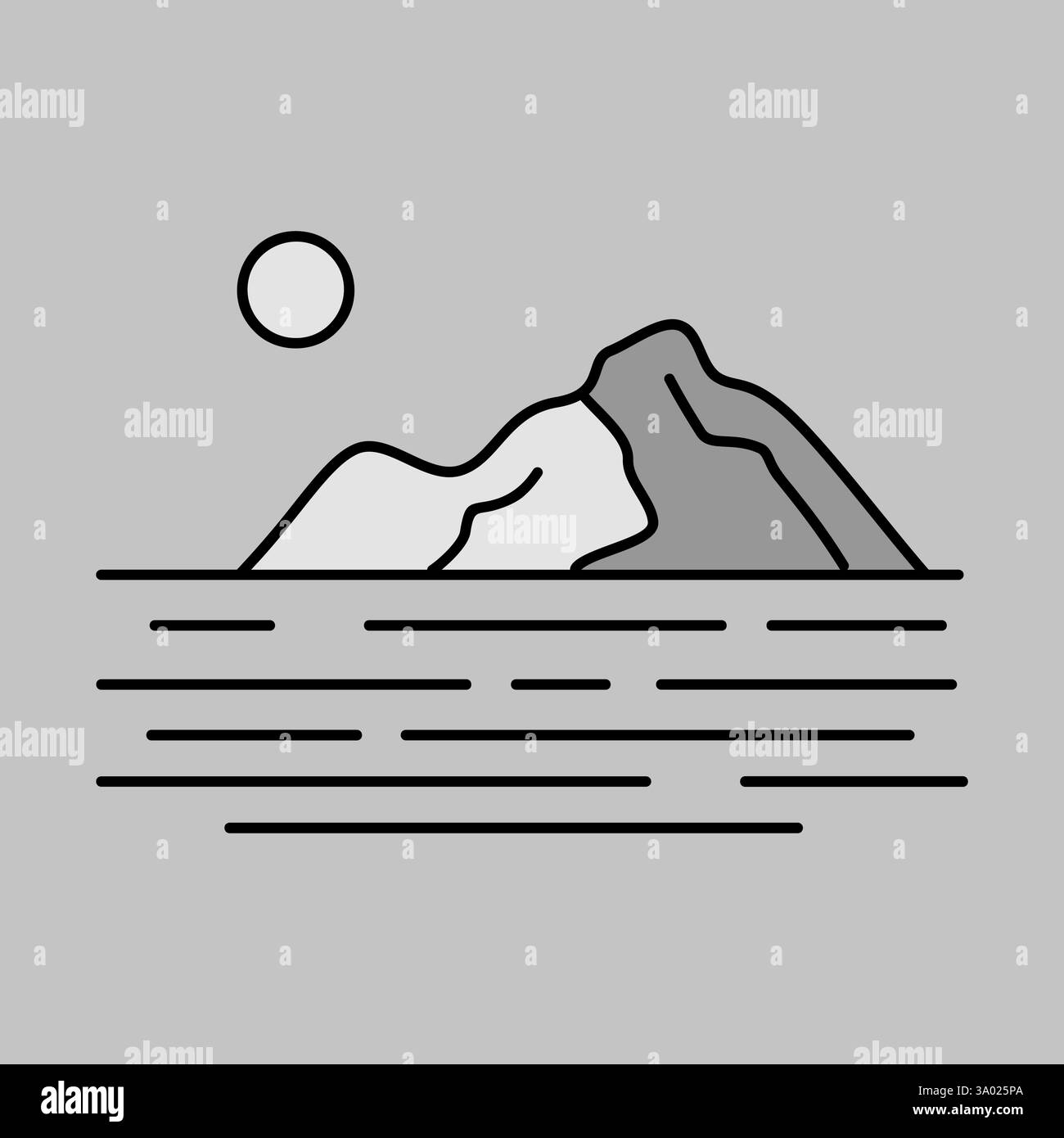 Mountain rocky islands in the ocean or sea vector grayscale icon ...