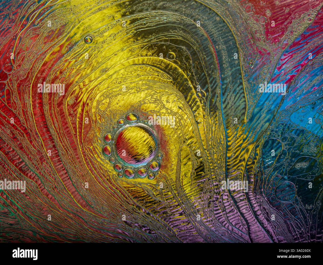 Very close up arresting, ethereal, colour infused refraction in water ...