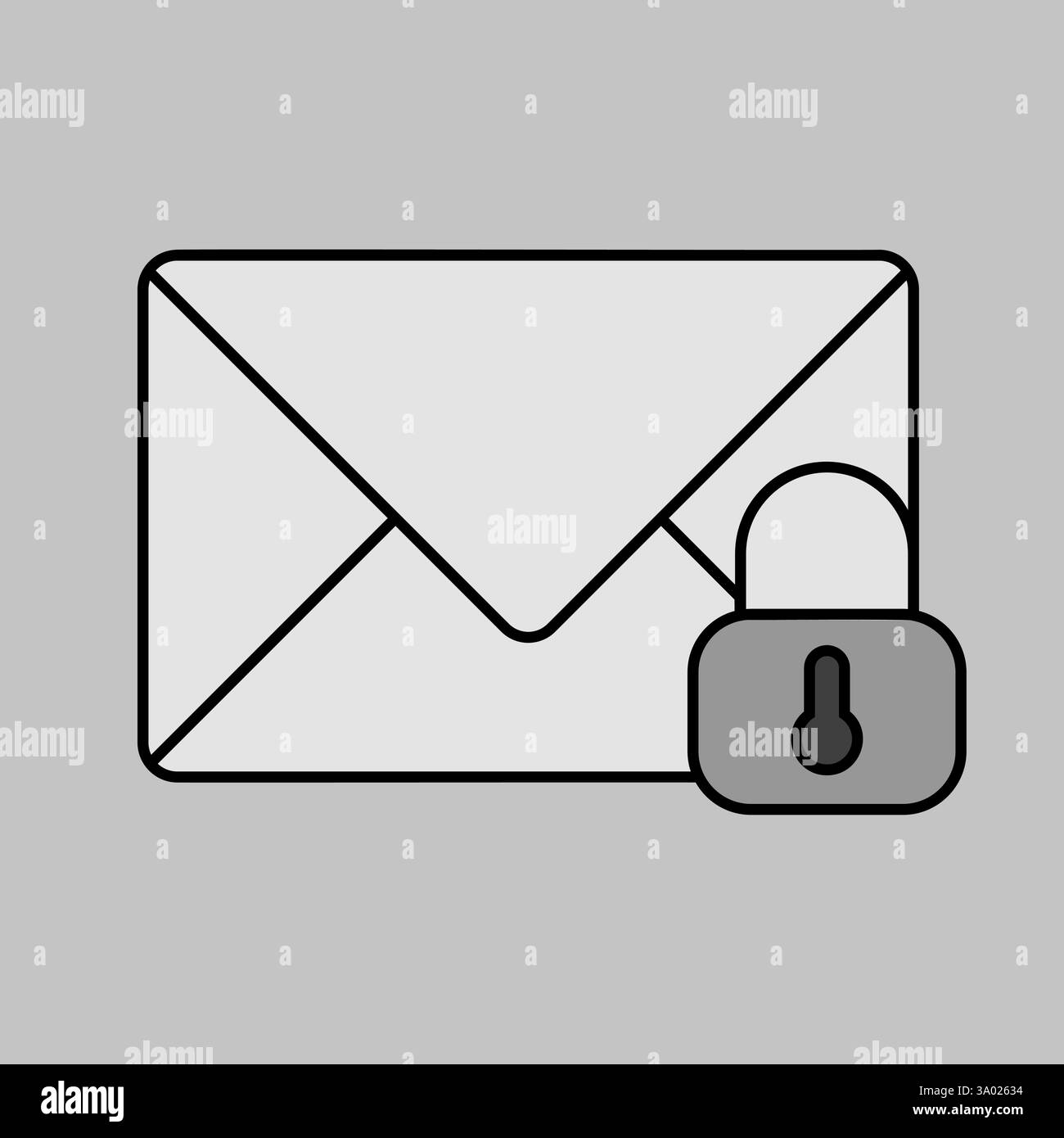 Lock envelope vector grayscale icon. Unlock envelope sign. Security ...