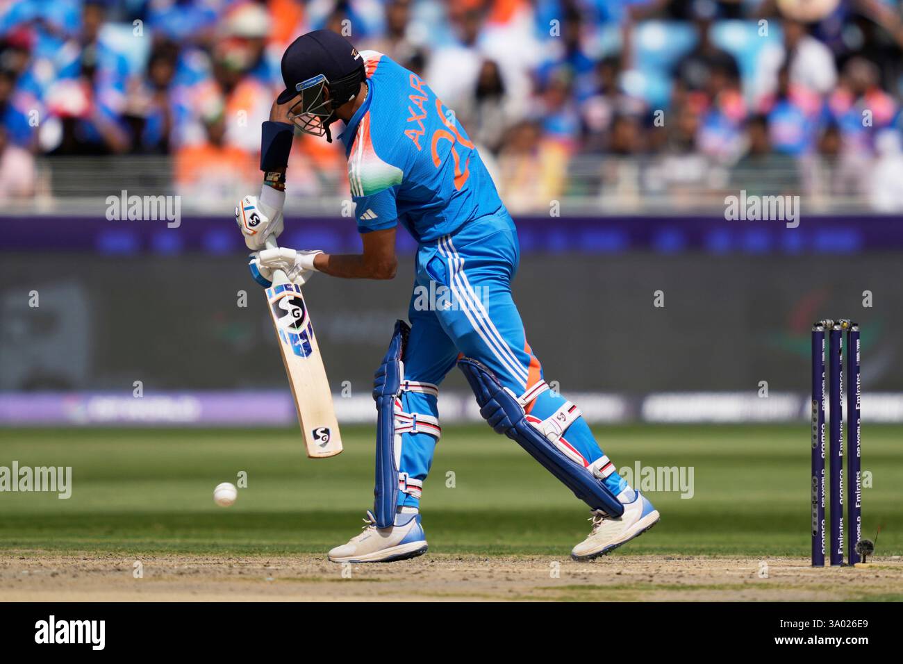 India's Axar Patel plays a shot during the ICC Champions Trophy cricket ...