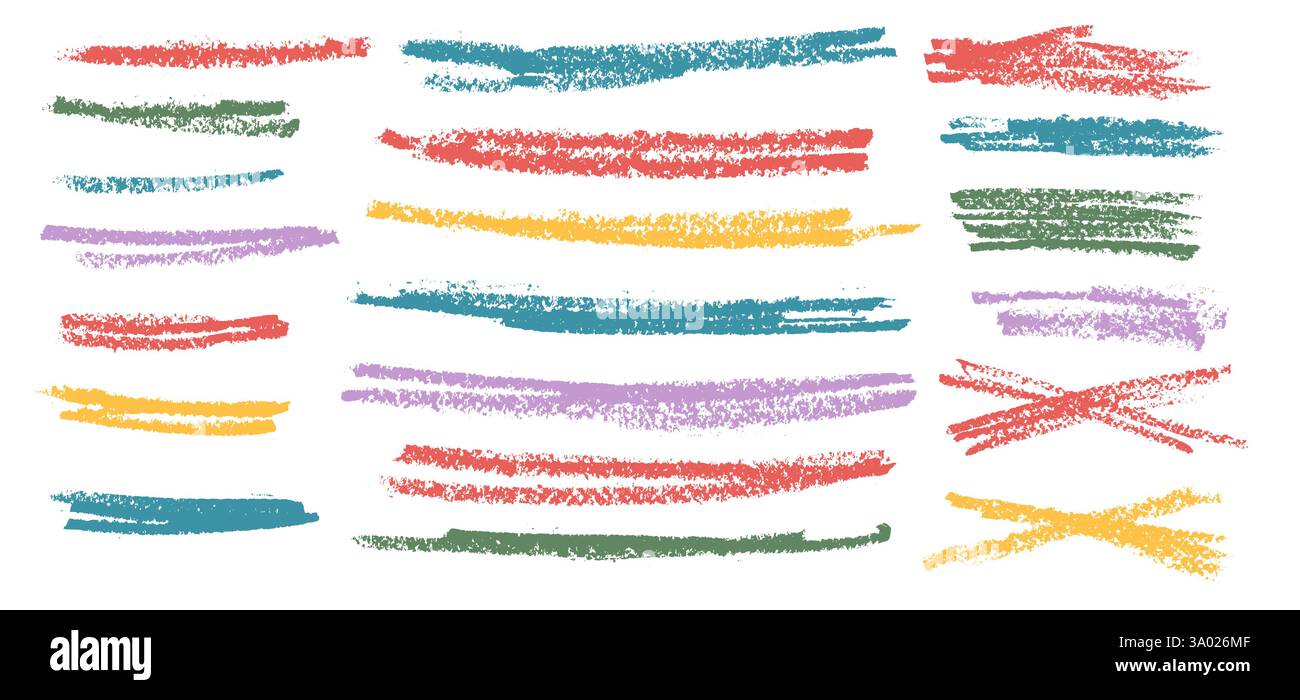 Crayon underline set. Pencil scribble lines pack. Vector hand drawn ...