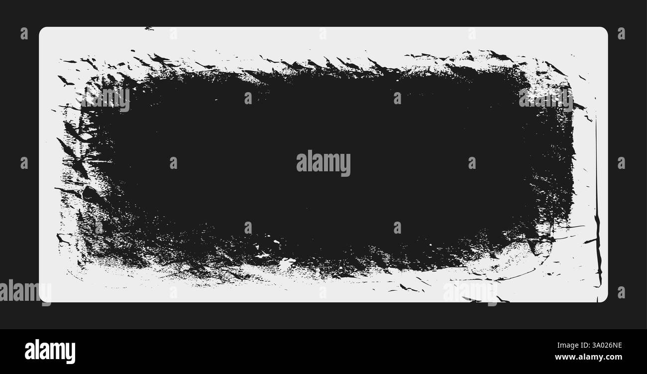 Photo grunge horizontal frame template. Ink paint edges punk border for ...