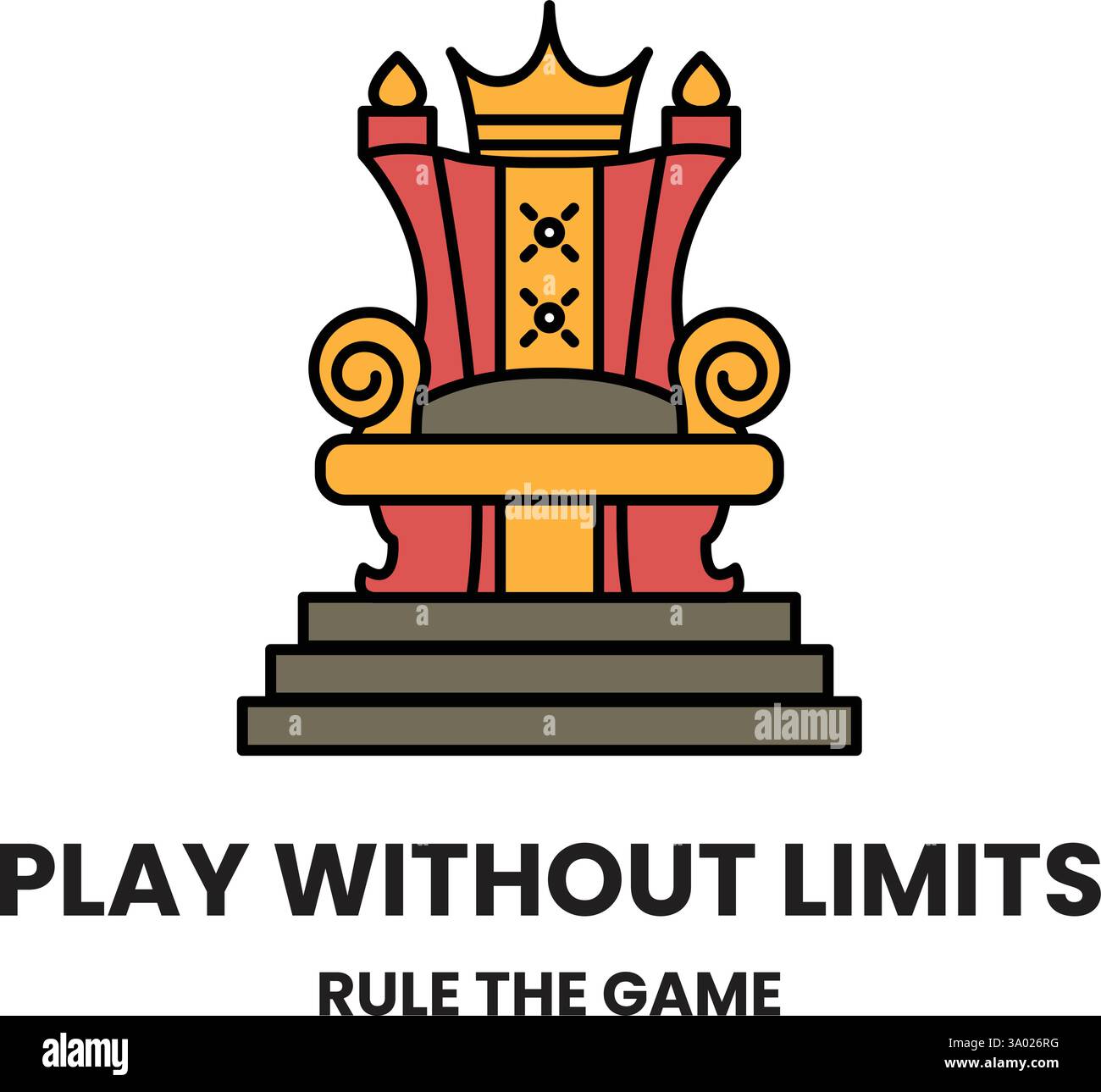 A cartoon image of a throne with the words Play Without Limits written ...
