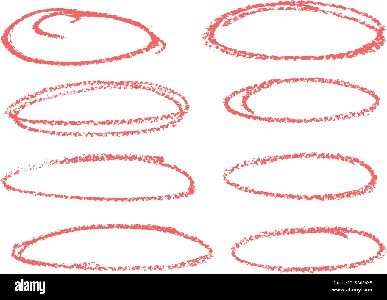 Grunge scribble oval frames pack. Freehand ellipse scrawl set. Crayon ...