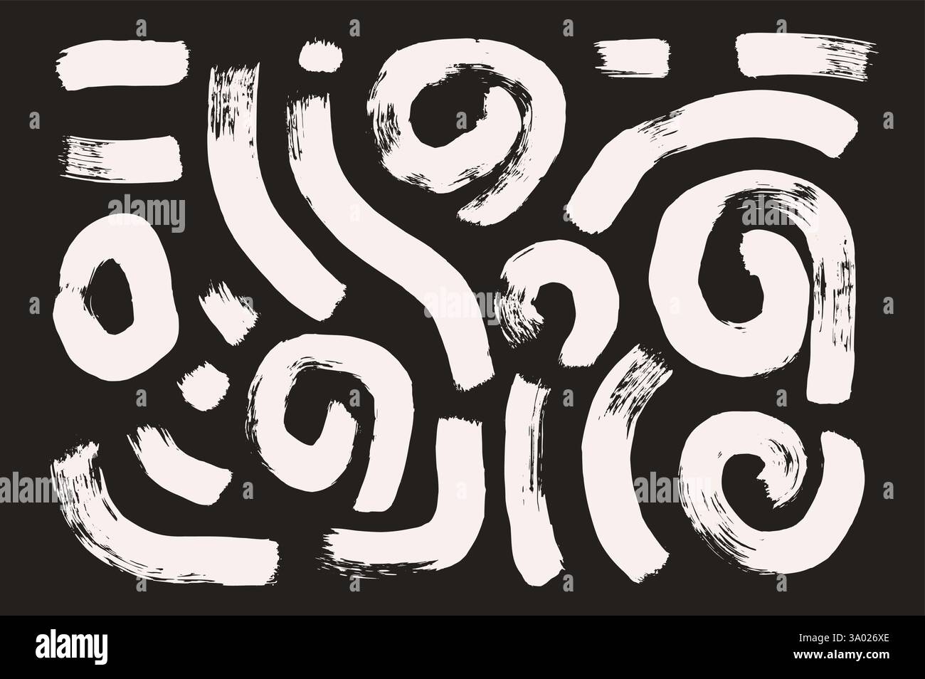 Brush stroke squiggle and circles chalk lines. Vector hand drawn wave ...