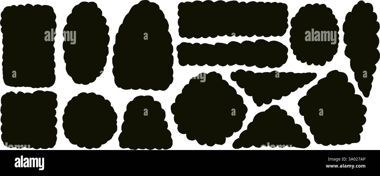 Kid scallop shape set. Childish text boxes frames pack. Oval, circle ...