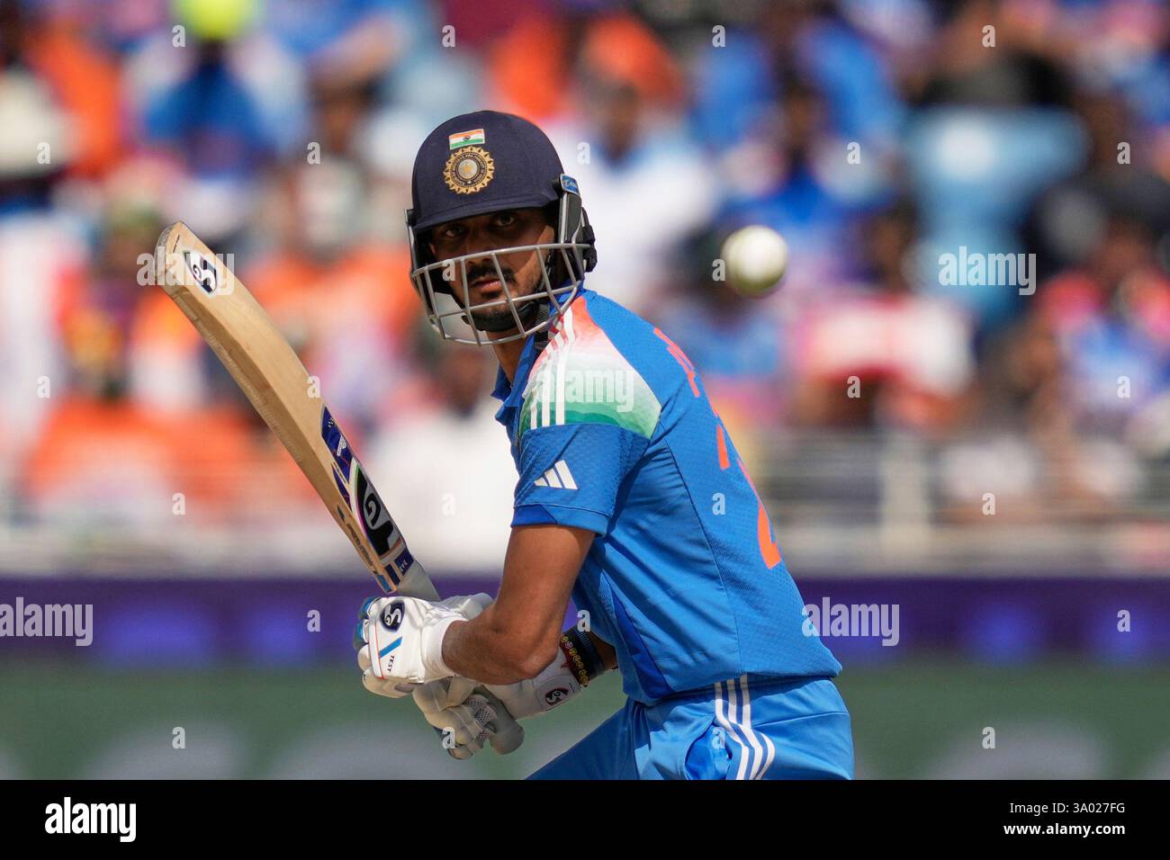 India's Axar Patel plays a shot during the ICC Champions Trophy cricket ...