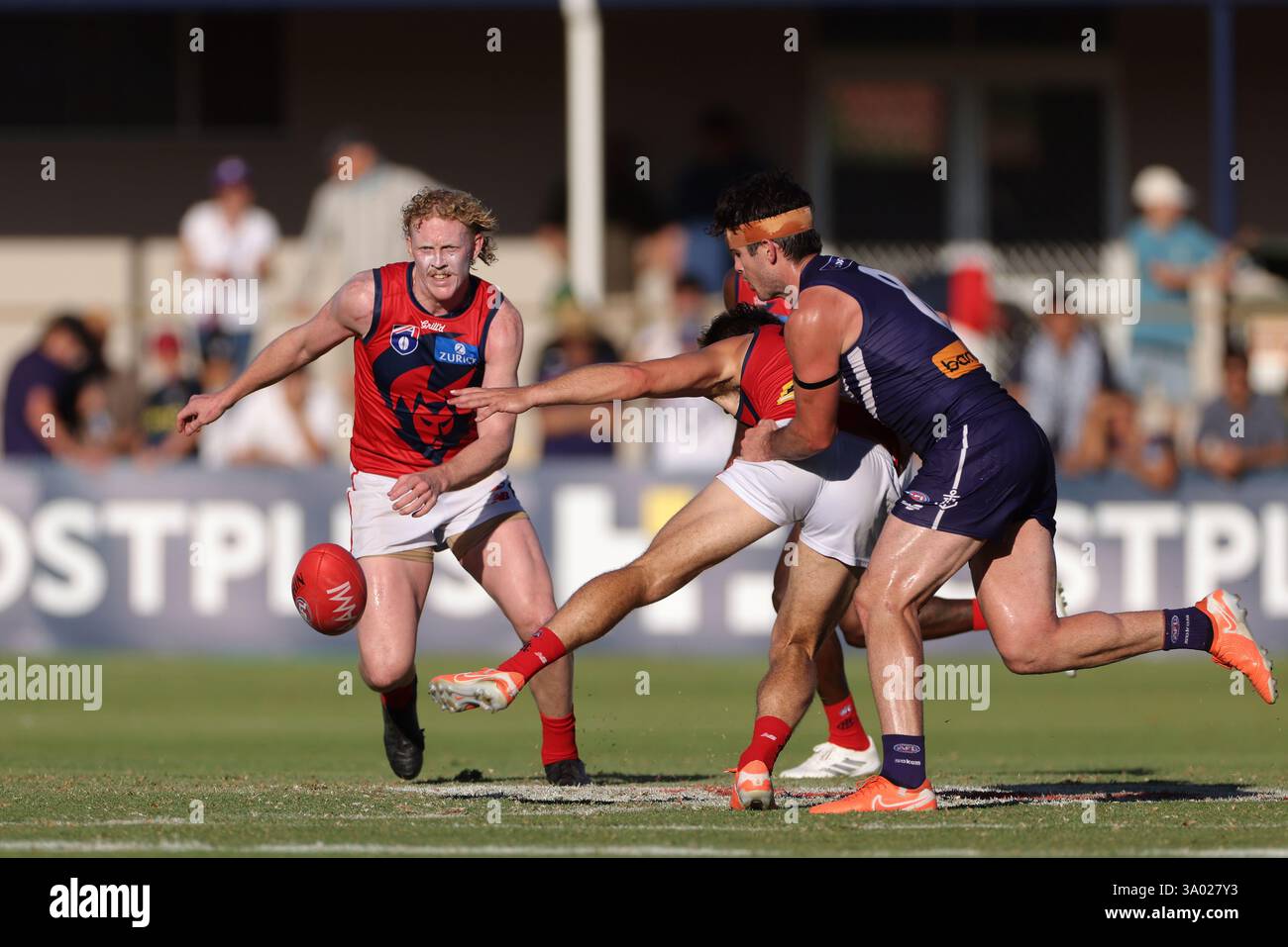 Perth, Australia. 02nd Mar, 2025. Clayton Oliver of the Demons gathers ...