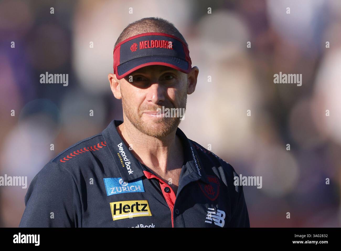 Simon Goodwin, head coach of the Melbourne Demons is seen during the ...