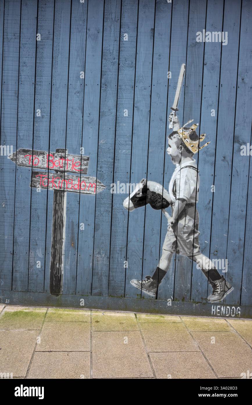 To Battle, To Kingdom, child with crown and sword on hobby horse ...