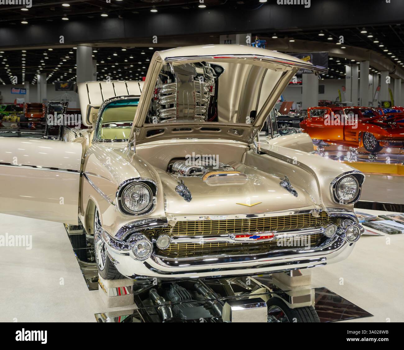 DETROIT, MI/USA - February 28, 2025: A custom 1957 Chevrolet Bel Air ...