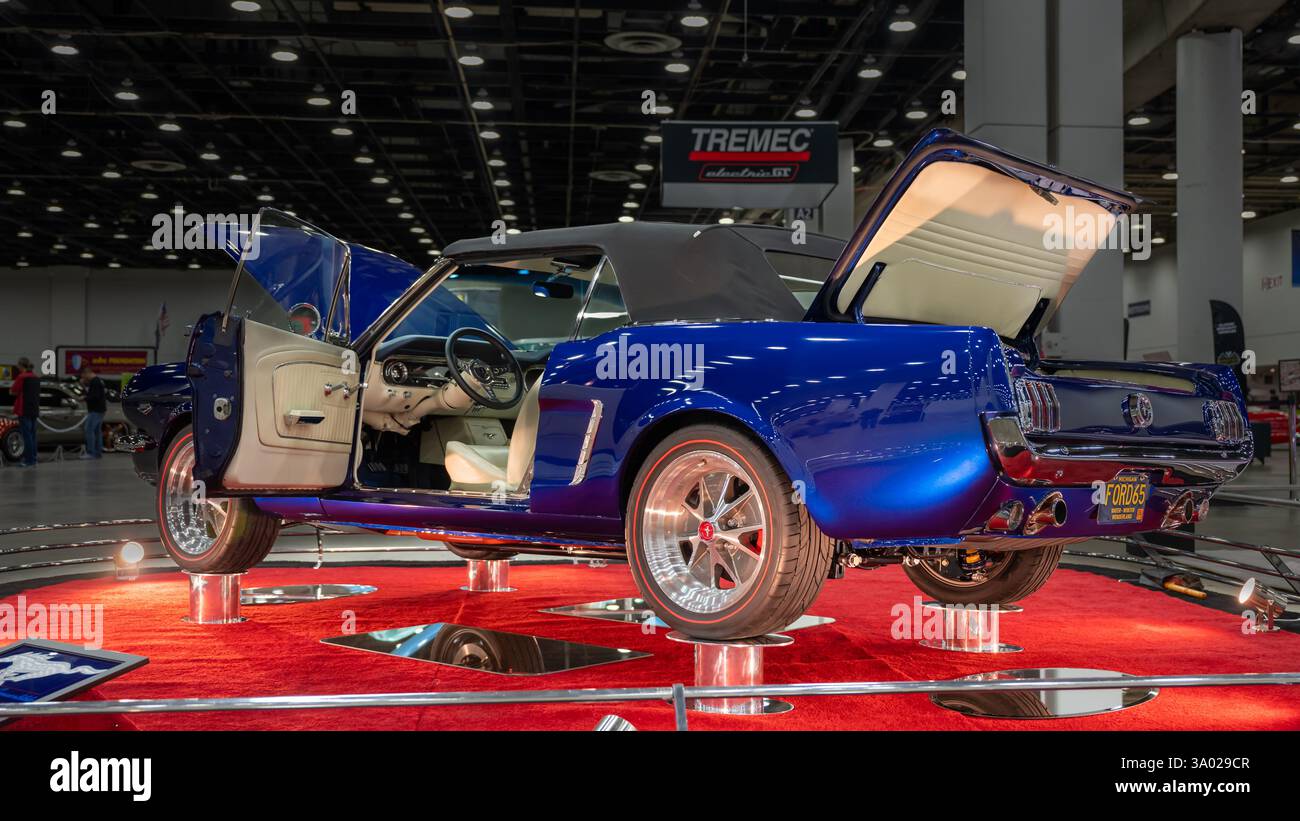 DETROIT, MI/USA - February 28, 2025: A custom 1965 Ford Mustang ...