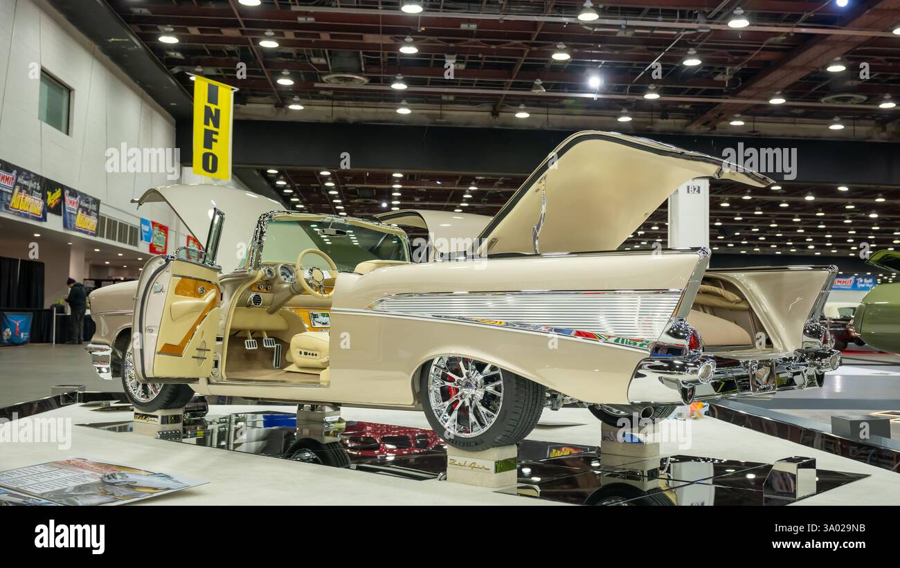 DETROIT, MI/USA - February 28, 2025: A custom 1957 Chevrolet Bel Air ...
