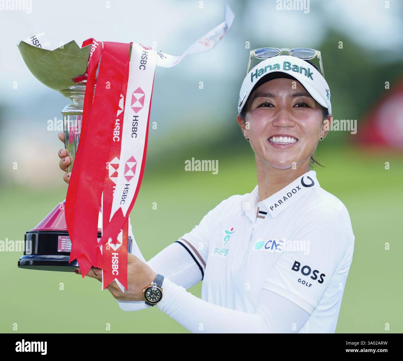Lydia Ko of New Zealand poses with the victor's trophy after winning ...