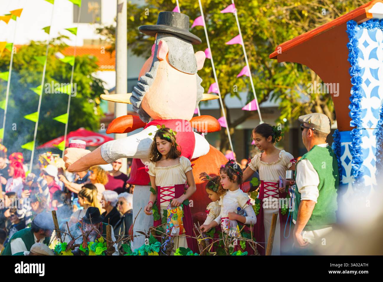 Altura, Portugal, March 1, 2025. festive carnival float featuring a ...