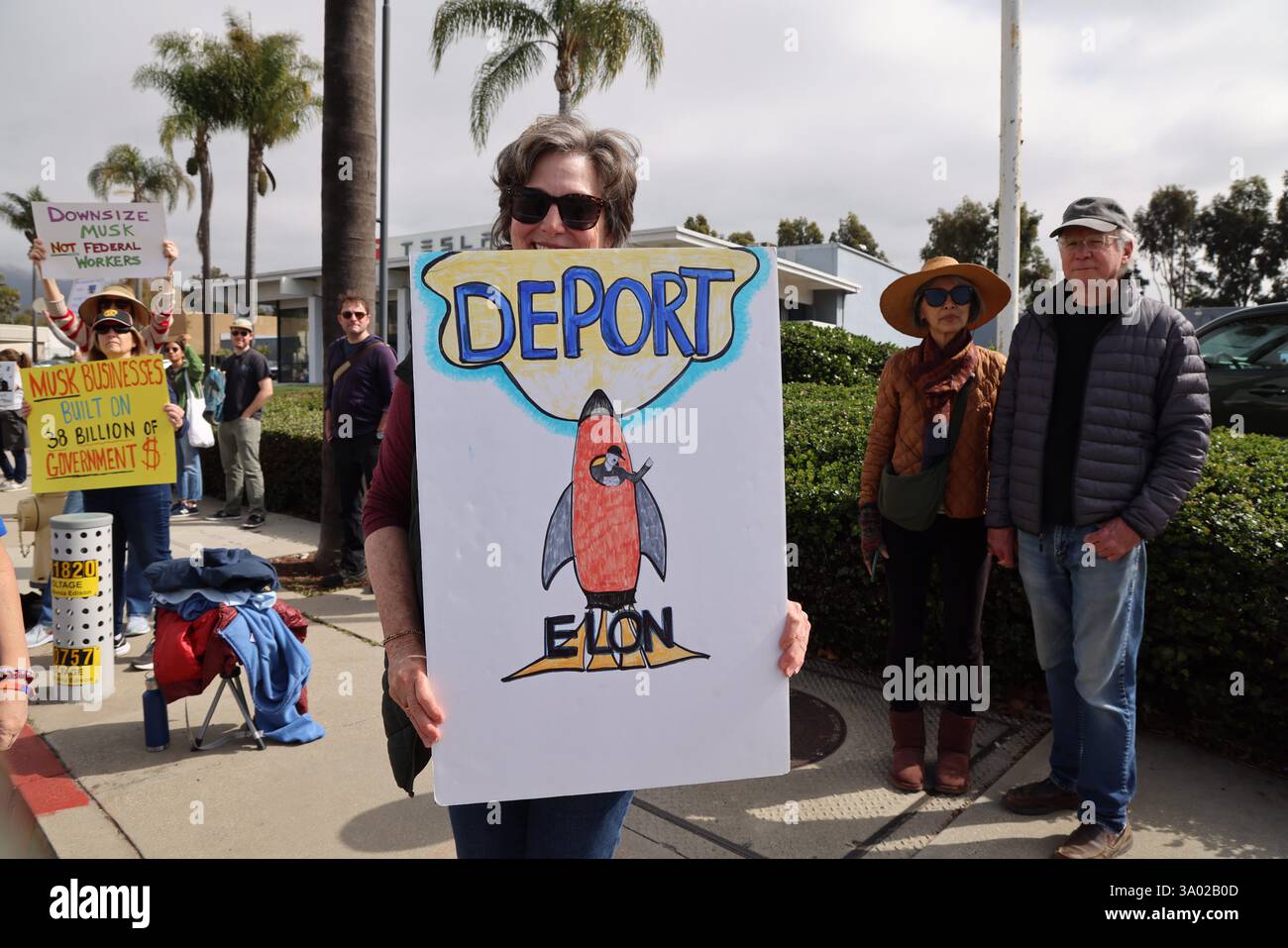 Santa Barbara, Ca, USA. 1st Mar, 2025. Deport Elon"" sign protest ...