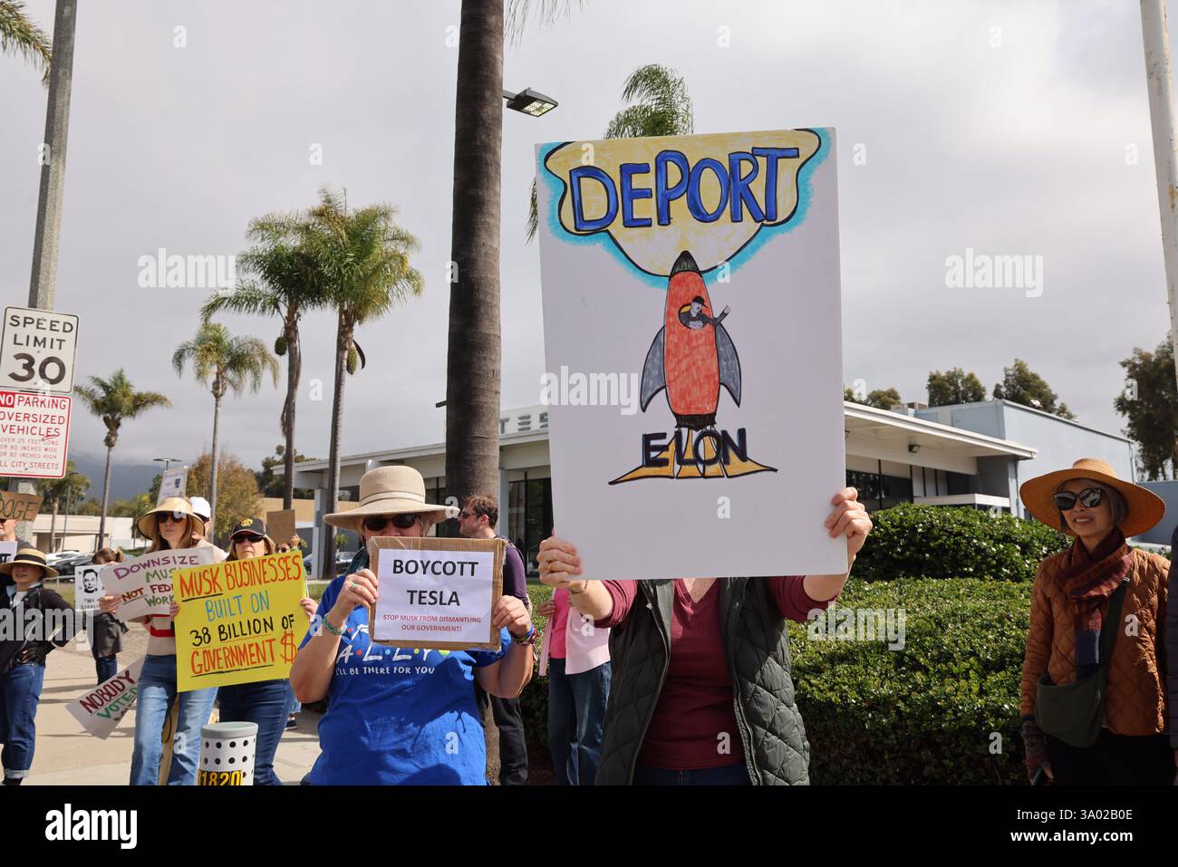 Santa Barbara, Ca, USA. 1st Mar, 2025. Deport Elon"" sign protest ...