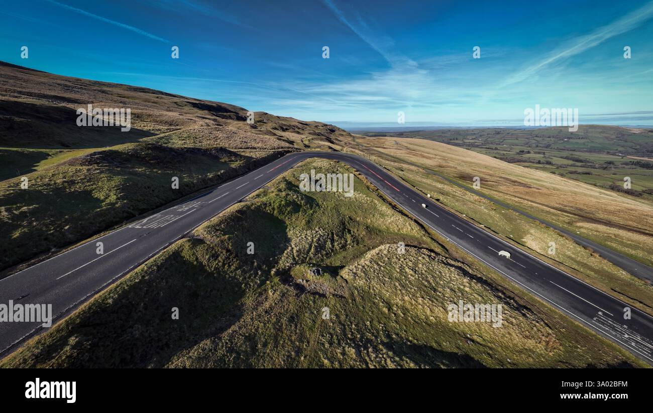 The hairpin bend on the A4069, the Black Mountain Pass in South Wales ...