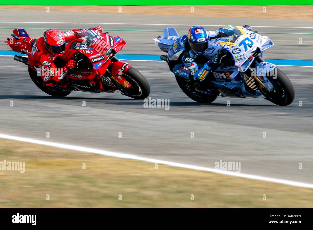 PT MotoGP of Thailand Spanish MotoGP rider Alex Marquez R of BK8 Gresini Racing MotoGP leads the ...