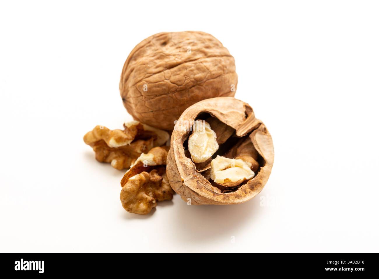 Open walnut, isolated on white background Stock Photo - Alamy