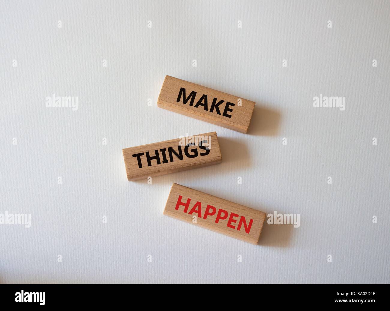 Make things happen symbol. Concept word Make things happen on wooden ...