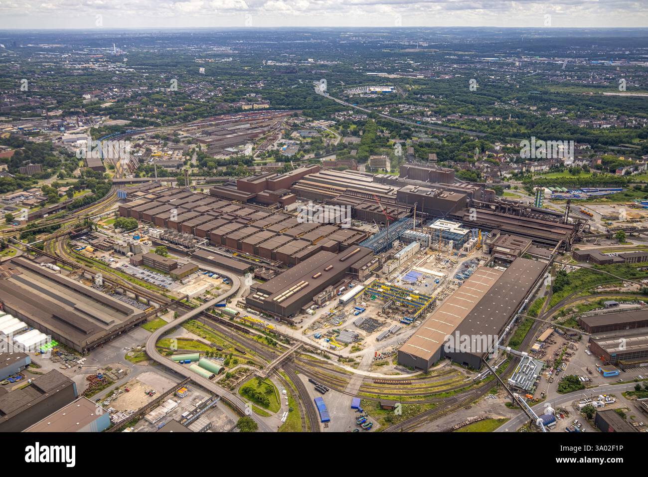 Aerial view, Duisburg-Nord, Thyssen Krupp Steel Europe AG plant and ...