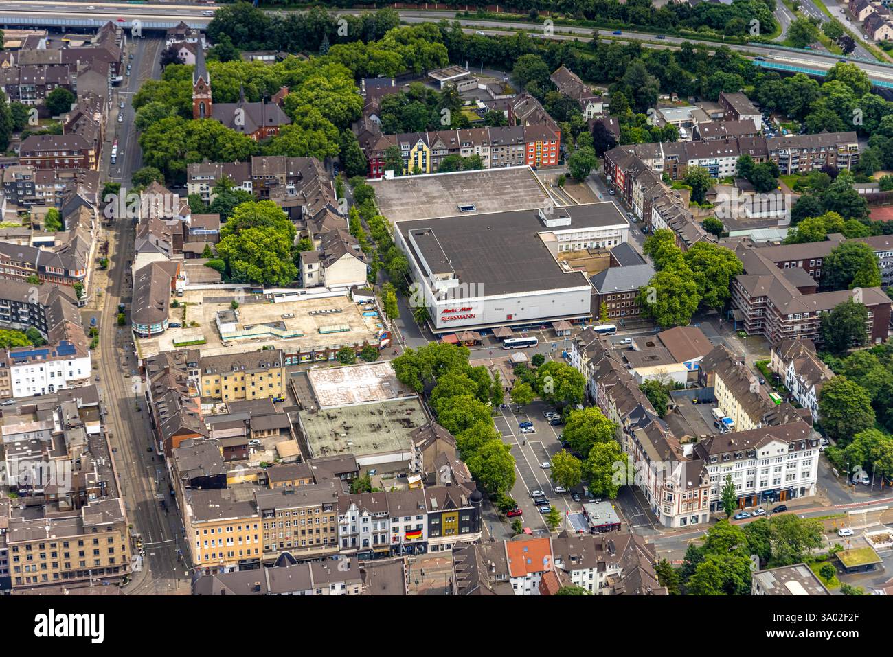 Aerial view, Duisburg-Nord, shopping center with Media Markt, Istanbul ...
