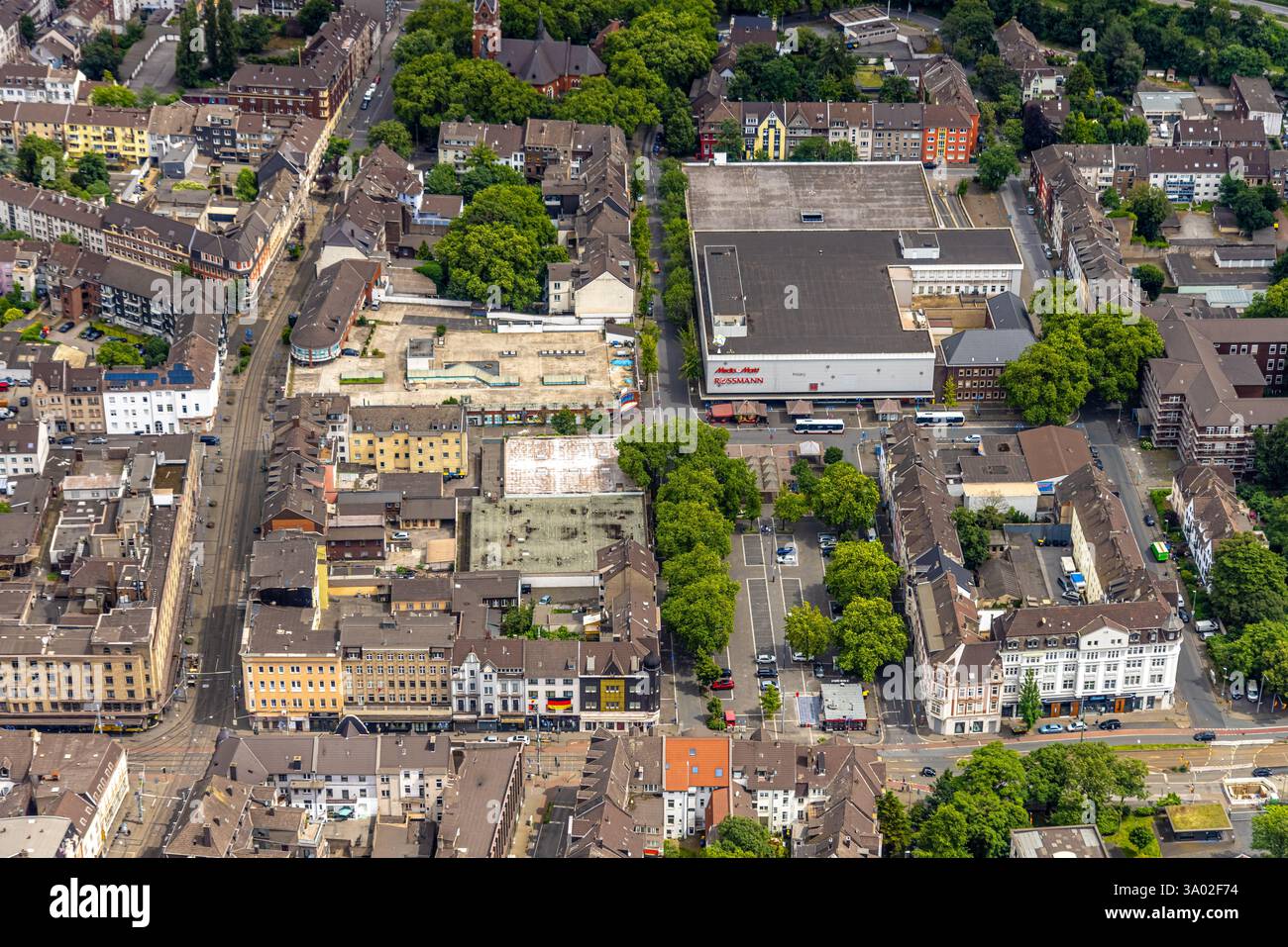 Aerial view, Duisburg-Nord, shopping center with Media Markt, Istanbul ...