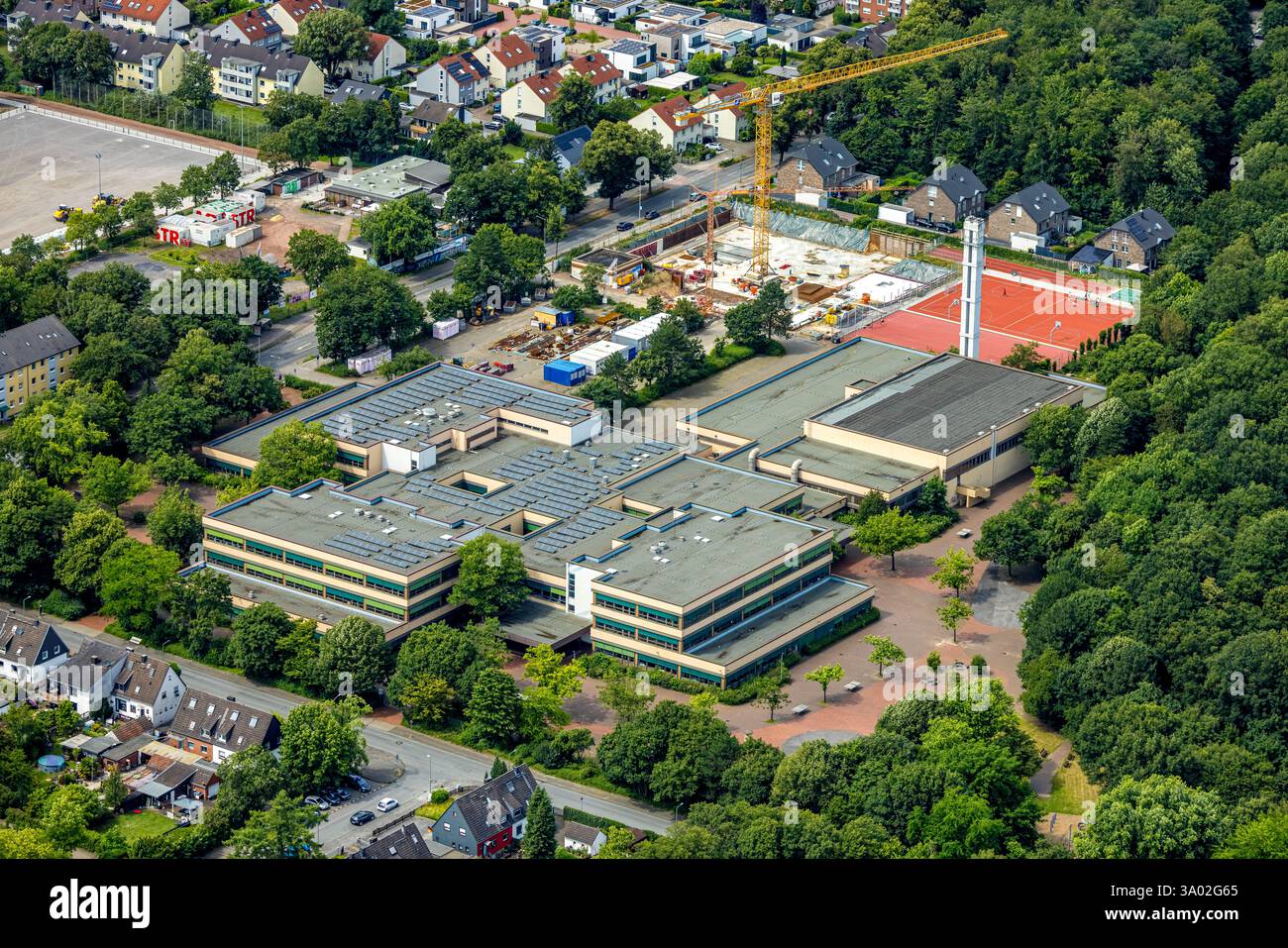 Aerial view, Duisburg-Süd, Construction site for the new south swimming ...
