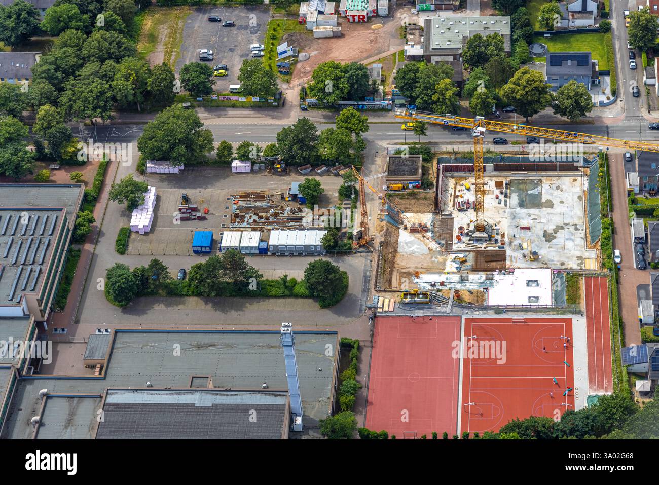 Aerial view, Duisburg-Süd, Construction site for the new south swimming ...