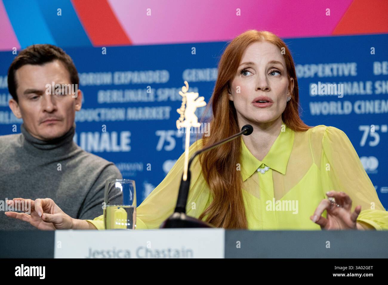 Schauspieler Rupert Friend und Jessica Chastain während der ...