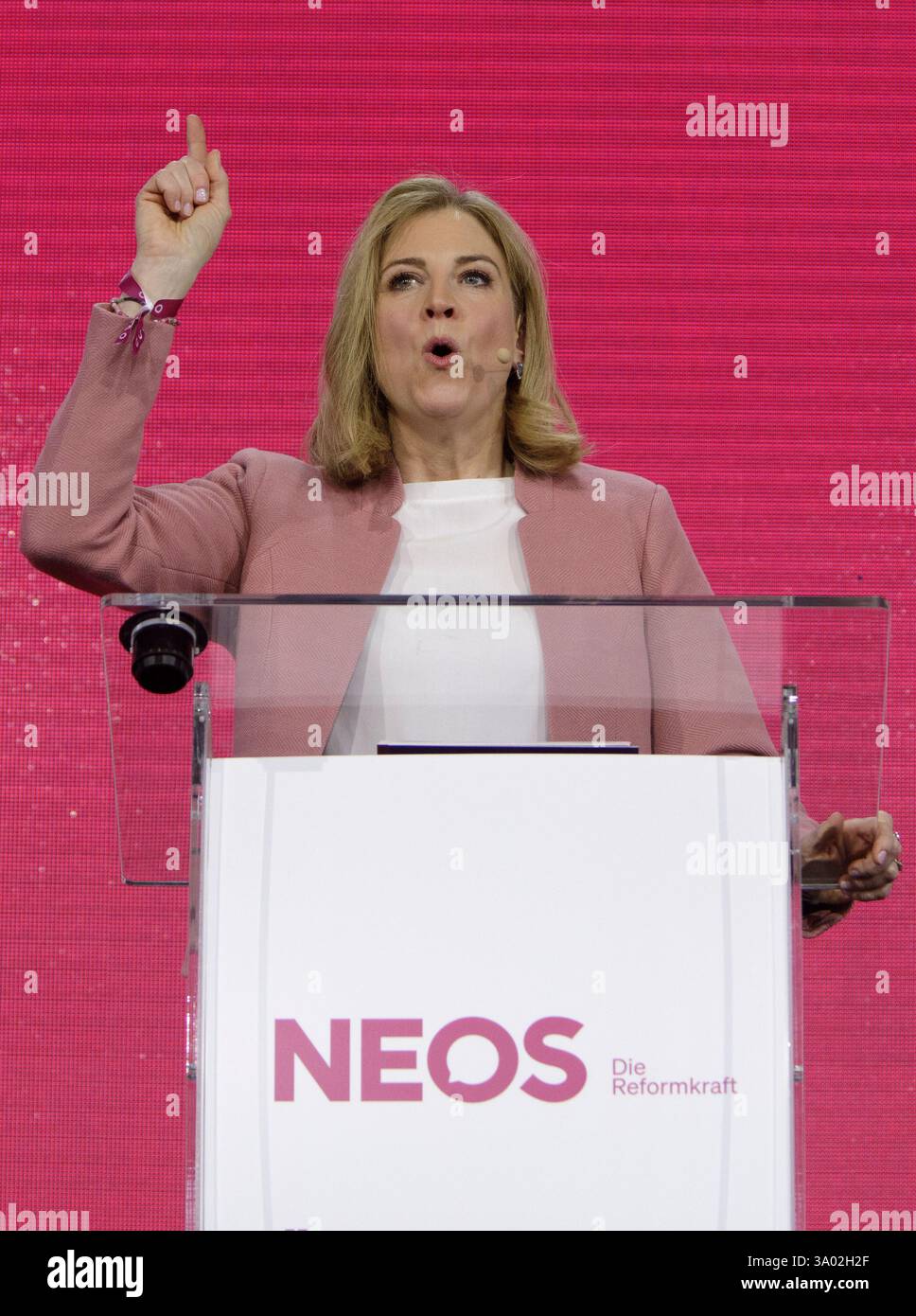 AUSTRIA; VIENNA; 20250302; Head of the liberal NEOS Party, Beate Meinl-Reisinger during a party ...