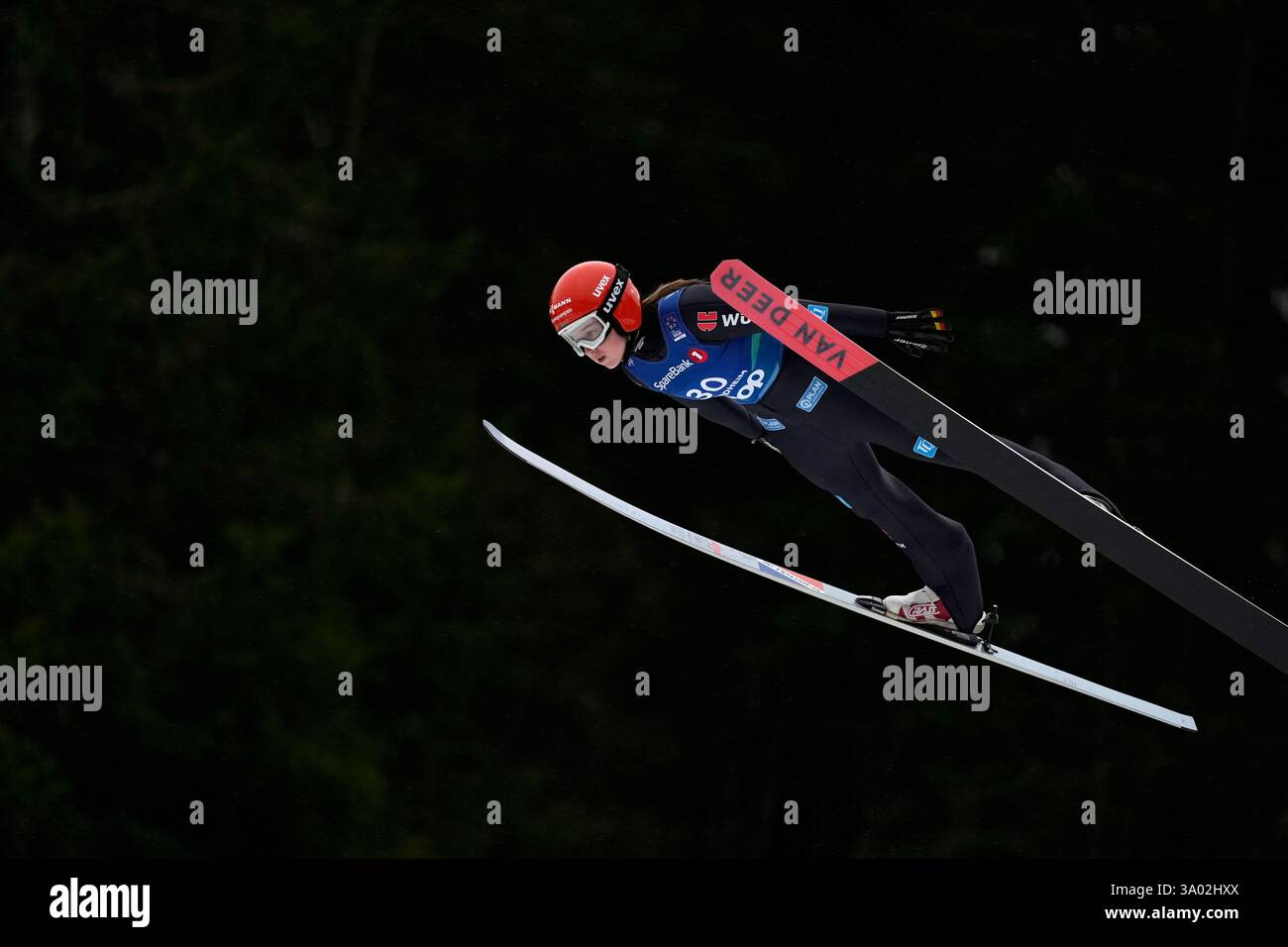 Maria Gerboth, of Germany, soars through the air during the nordic ...