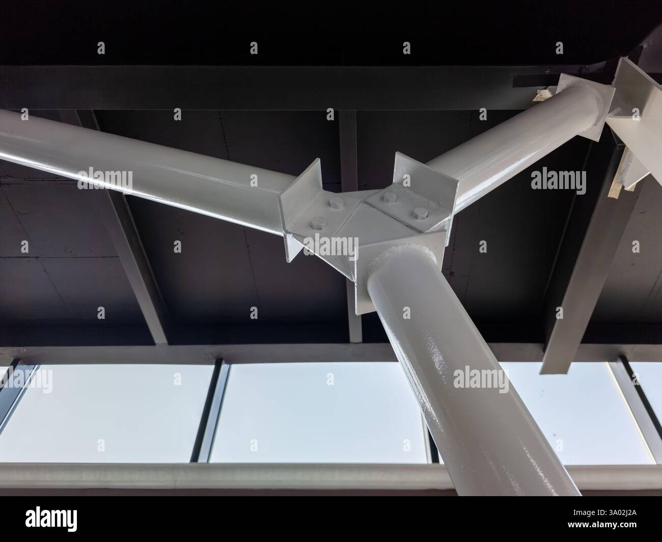 Modern Steel Structural Joint with Gusset Plate in Industrial Building ...