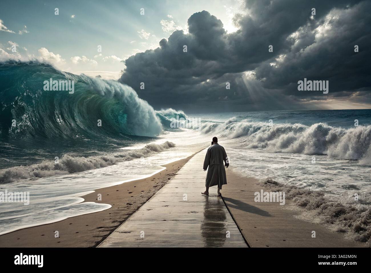 Moses leading the people through the parted sea, a biblical miracle ...