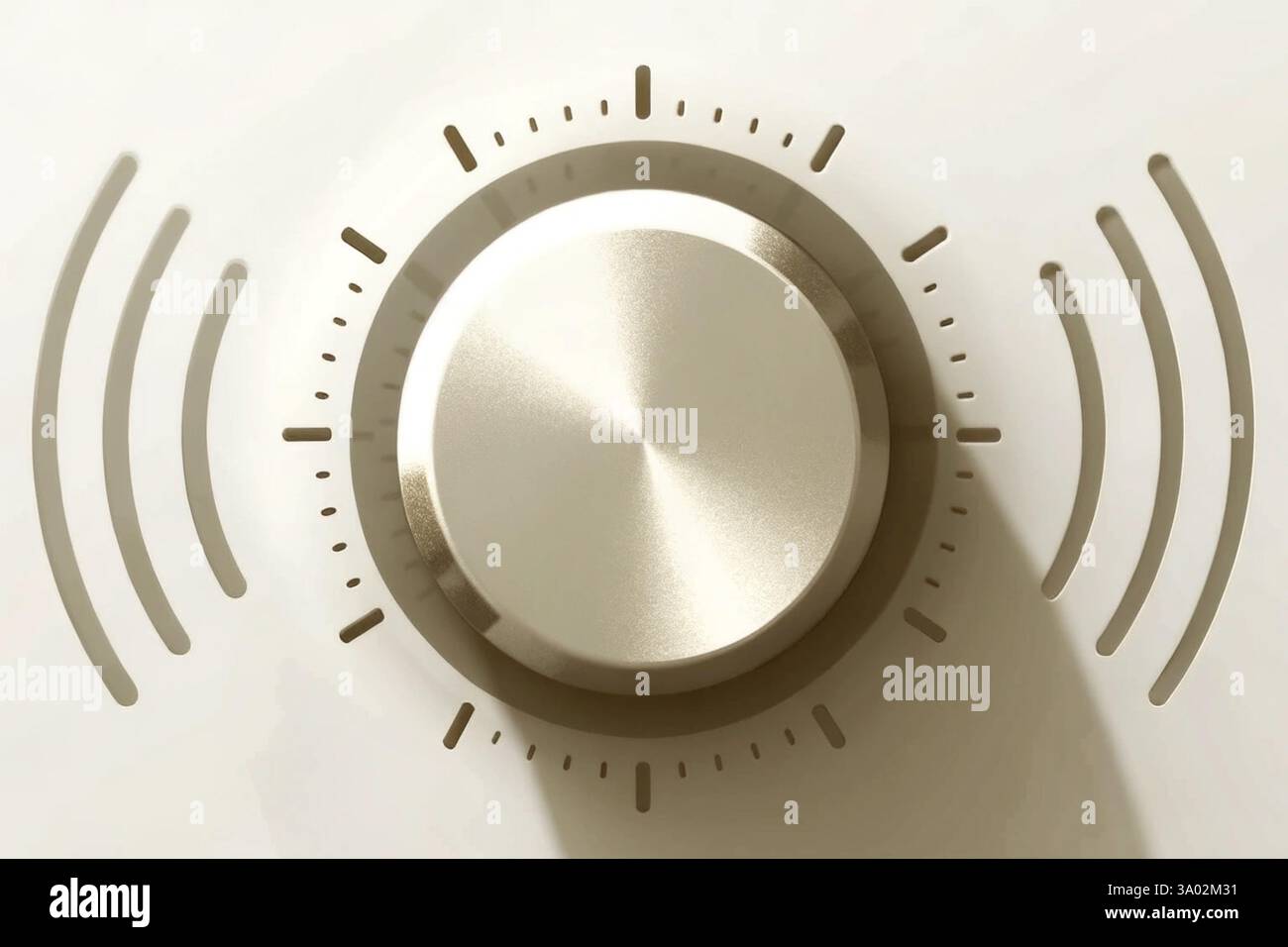 Volume control icon with sound waves displayed on a white wall ...