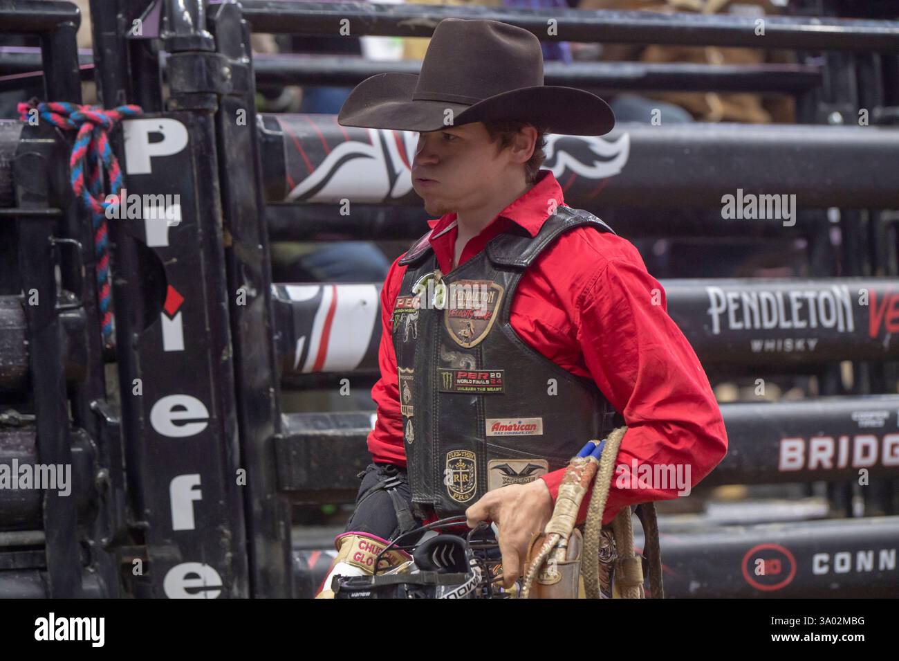 Grayson Cole rides Sugar Bear during the Professional Bull Riders (PBR ...