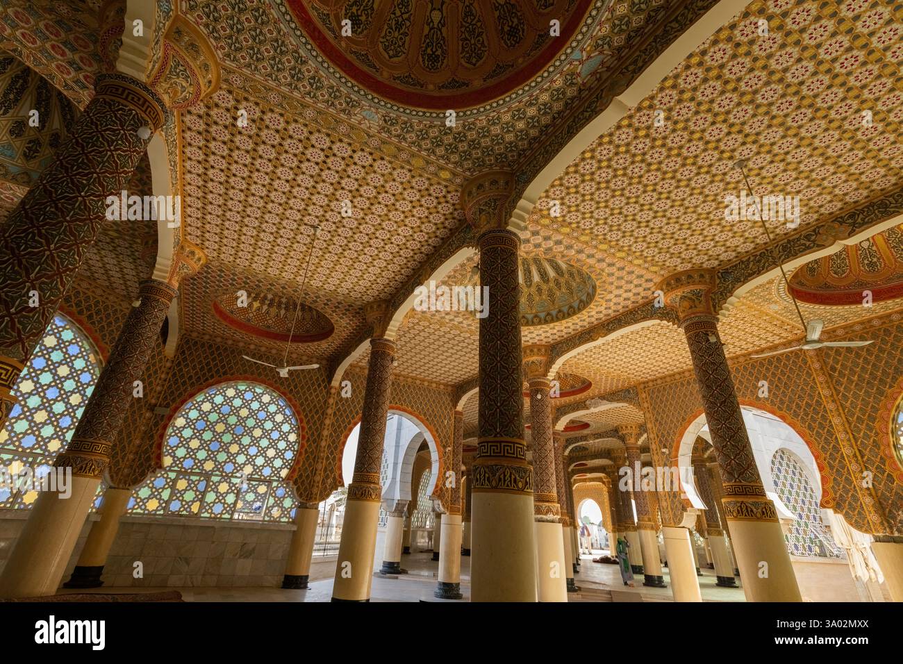 Internal yard with pillars and beautiful mosaic in the Touba Mosque ...