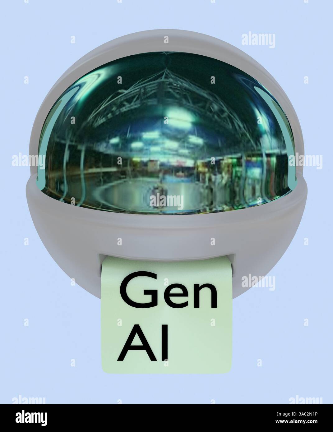 3D illustration of the message Gen AI printed on a paper extracting out ...