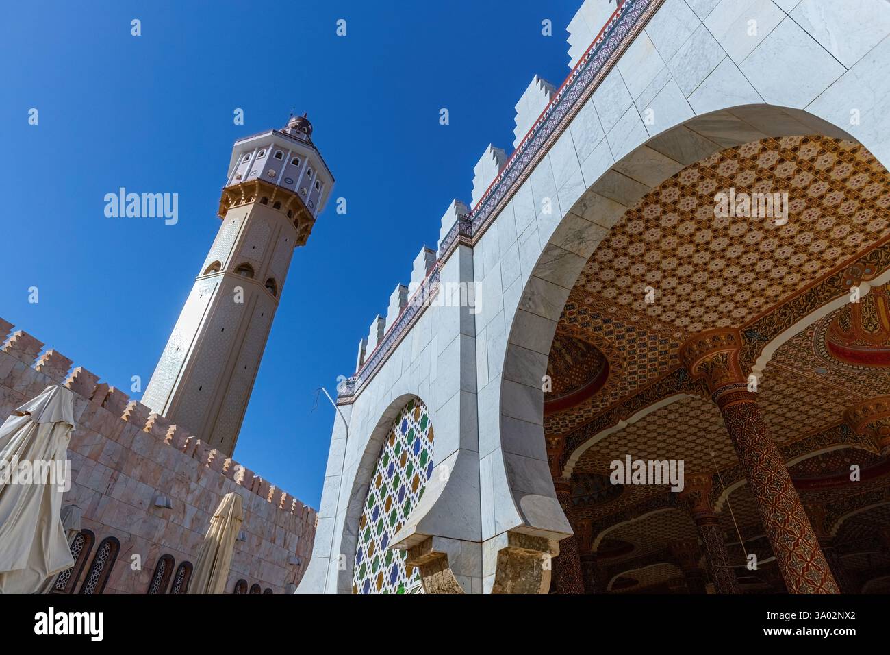 Arches and Minaret of the Touba Mosque the holy place for Senegali ...