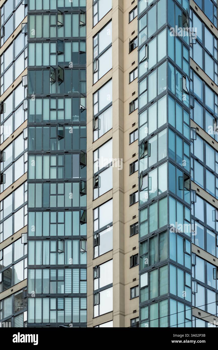 Multi-story condominium apartment buildings complex in residential area ...