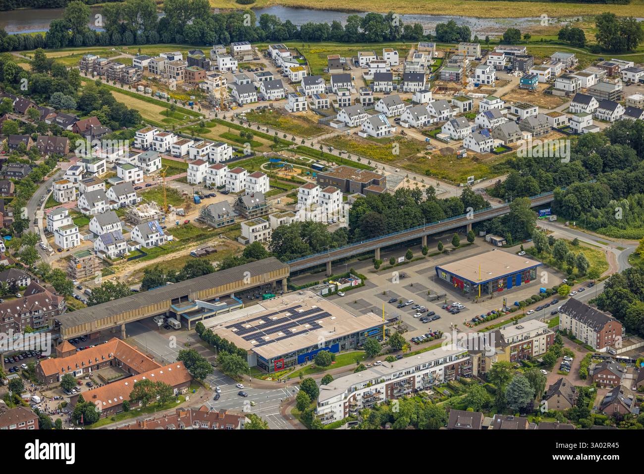 Aerial view, Duisburg-Süd, residential area Angerbogen, Am Alten ...