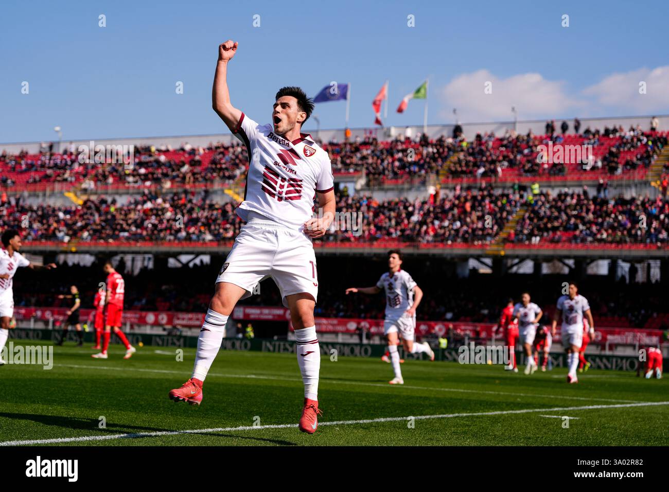 Torino's Eljif Elmas celebrates after scoring during the Serie A soccer ...