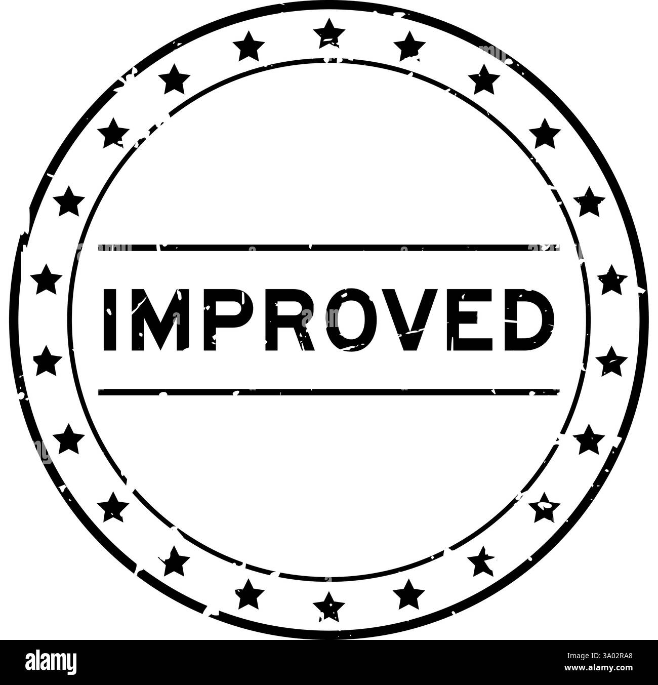 Grunge black improved word round rubber seal stamp on white background ...