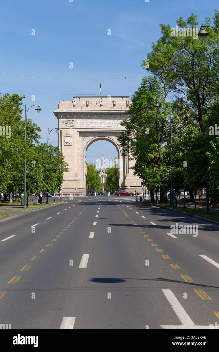 May 7, 2023 Bucharest Romania.The Arch of Triumph, is a symbol of ...