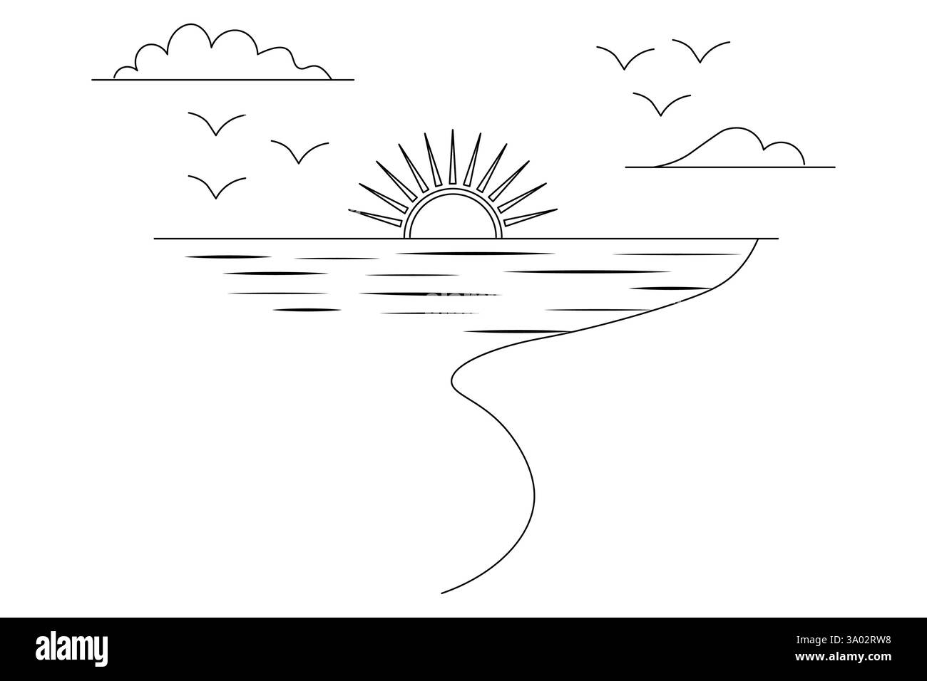 sunsets are beautiful and single line art and isolated minimalist ...