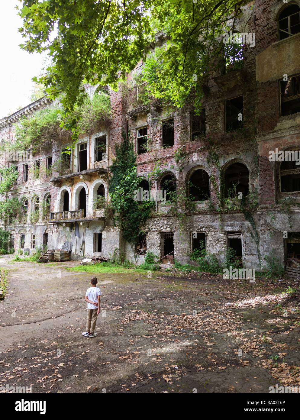Abandoned ruined clinic in Akarmara town, Tkvarcheli city, Abkhazia ...